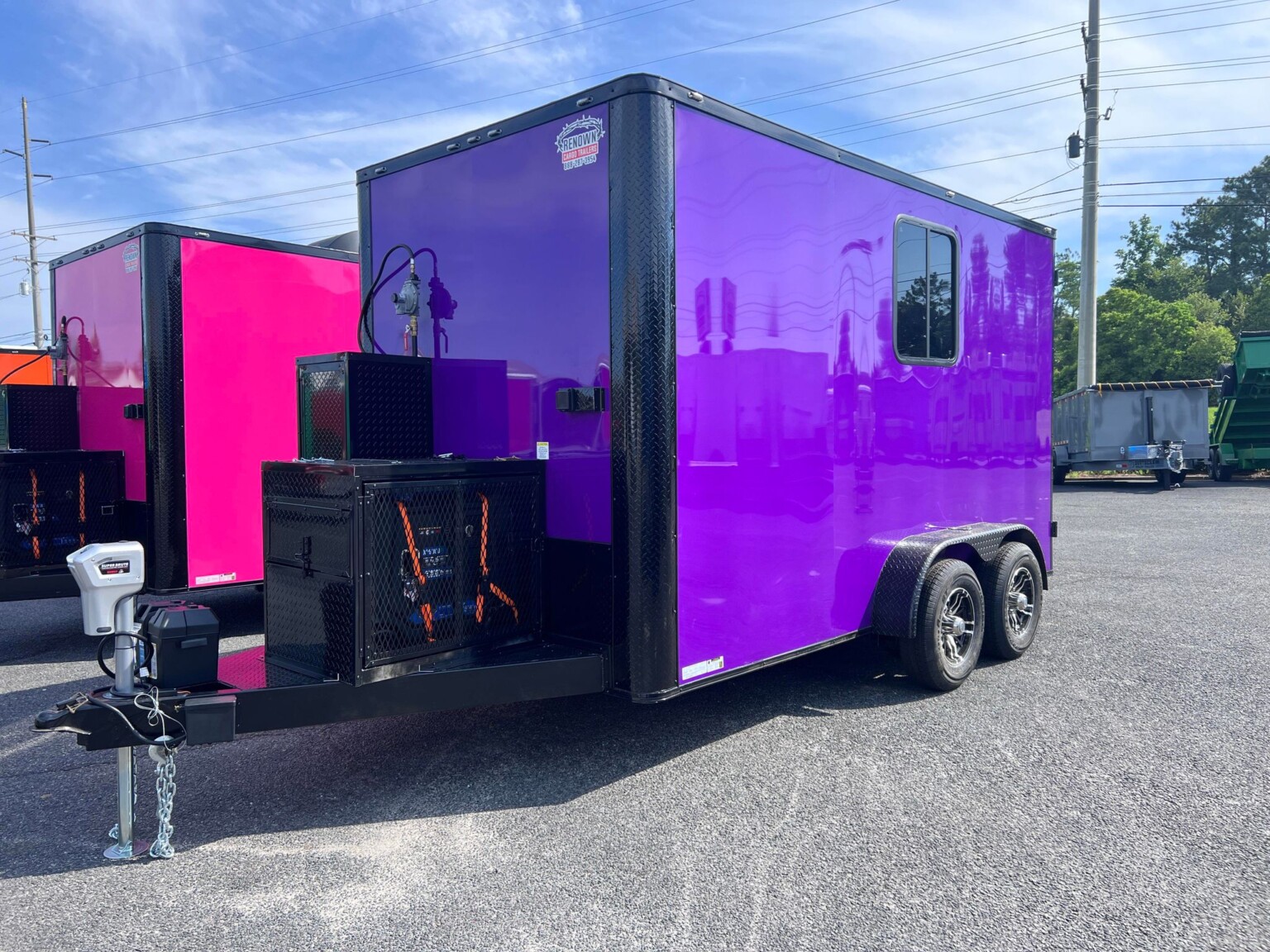 Pet Grooming Trailer for Sale | Purple Mobile Grooming Trailer for Sale
