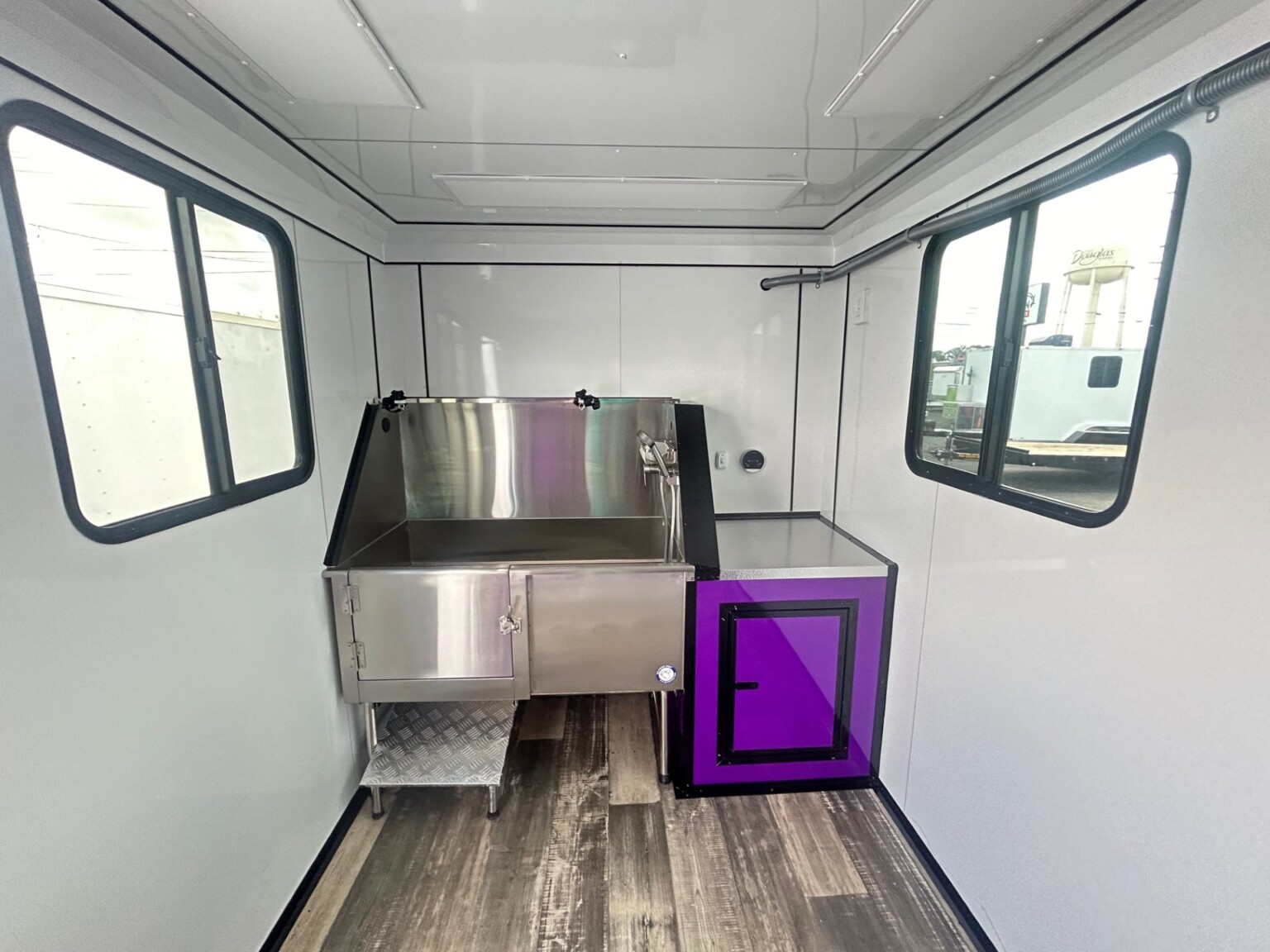 Pet Grooming Trailer for Sale | Purple Mobile Grooming Trailer for Sale