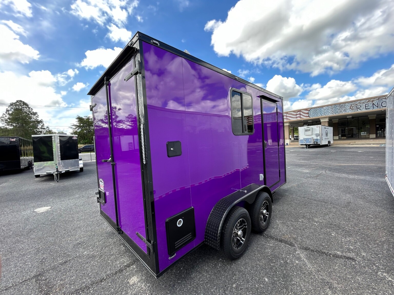 Pet Grooming Trailer for Sale | Purple Mobile Grooming Trailer for Sale
