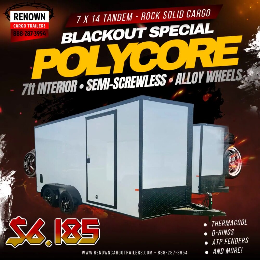 7x14TA Rock Solid Cargo Trailer Blackout Special - Renown Cargo Trailers